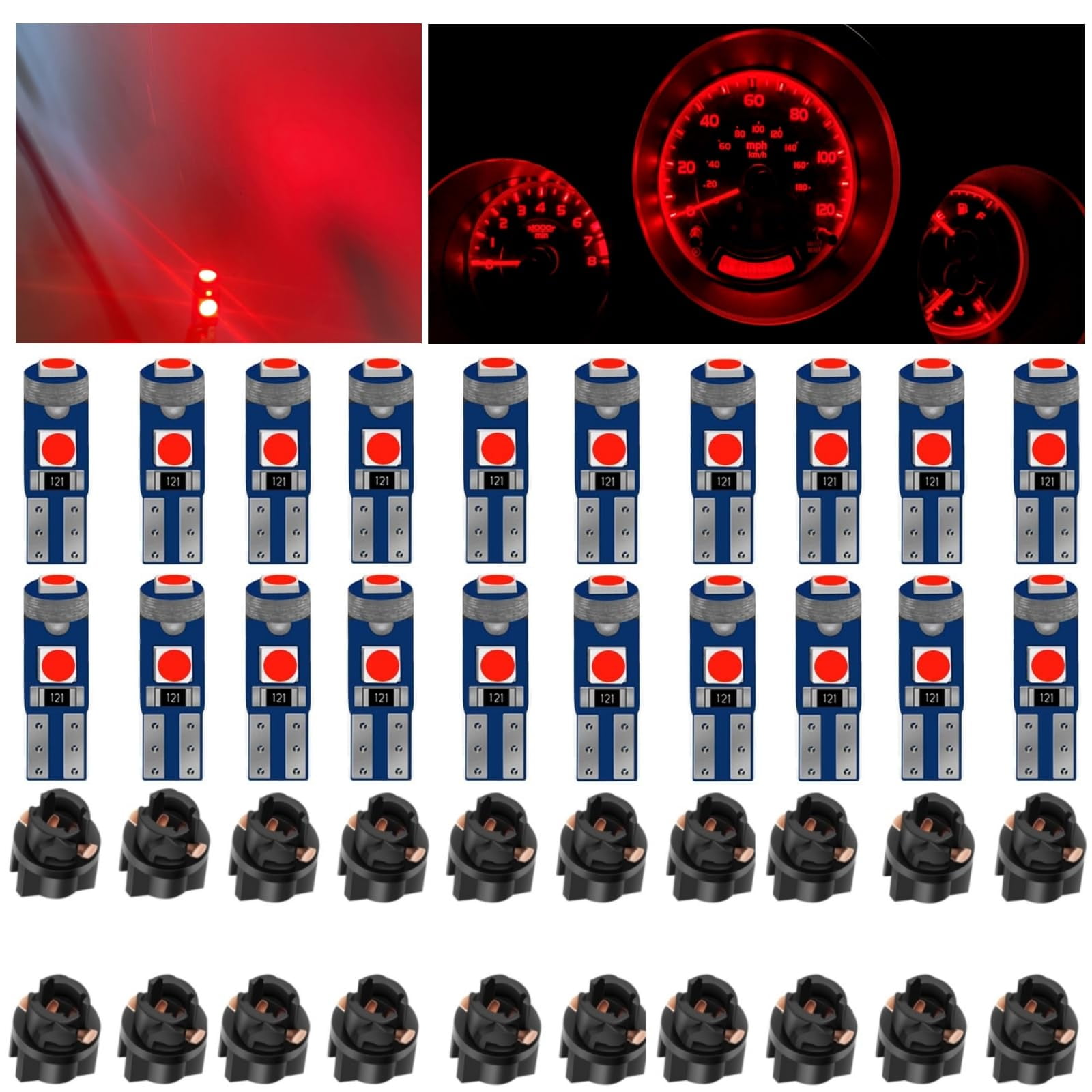 Led Bulb Dash Lights SSF20 Super Red Bright, T5 74 37 LED Bulb with ...