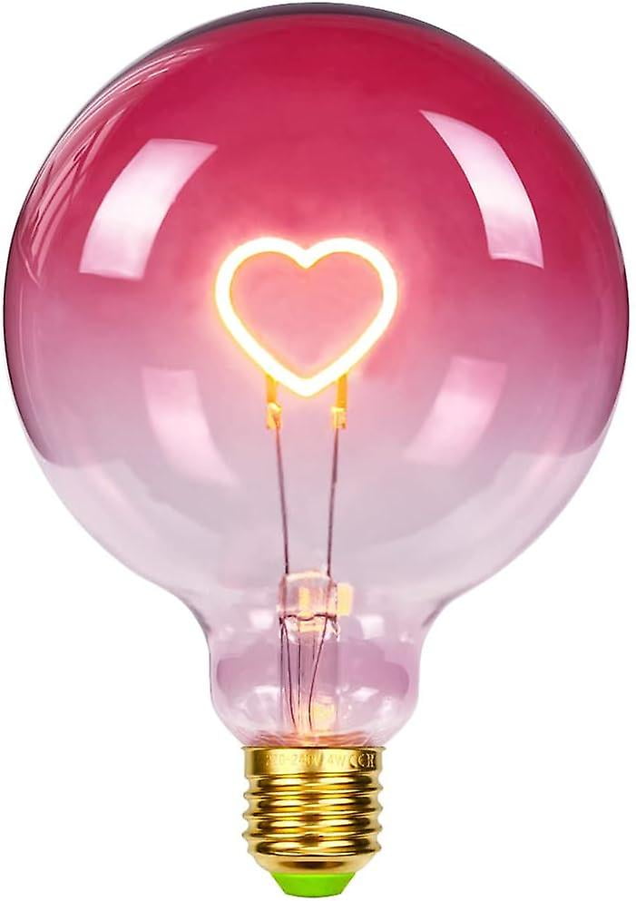 Led Bulb Large Globe Edison Bulb G125 Pink Color Heart Filament 2w ...