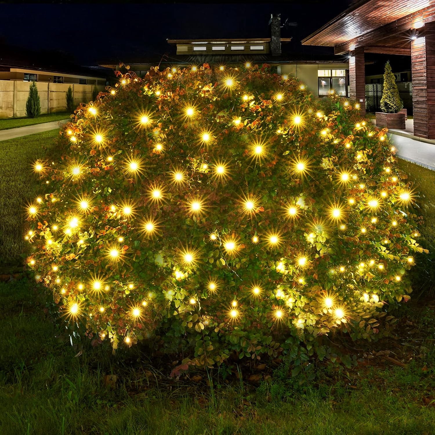 Led Christmas Net Lights Blue Outdoor Christmas Lights 144LED 7ftx7ft ...