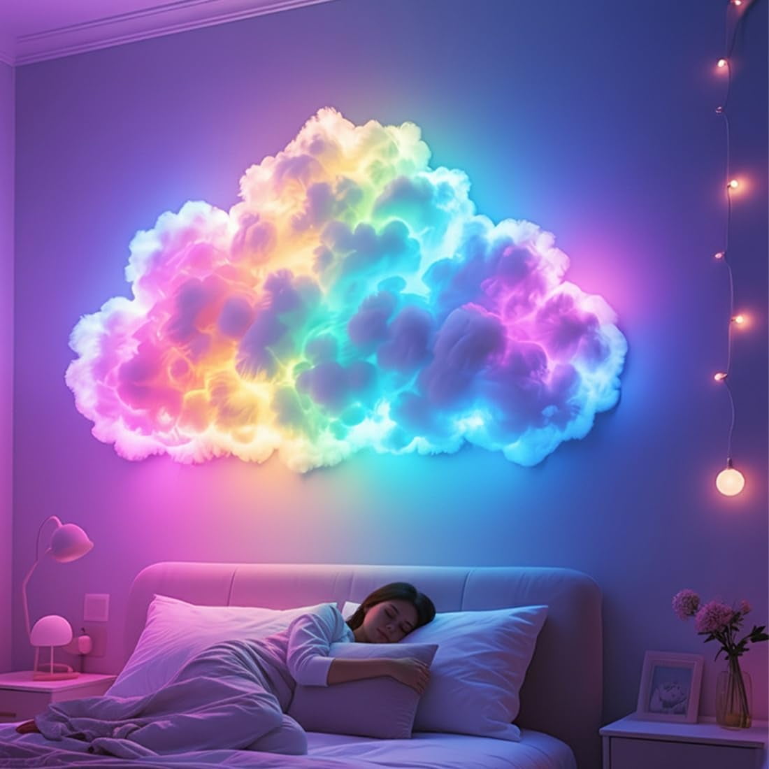 Led Cloud Light with Music Rhythm, DIY 3D Thunder Cloud Lamp with Music ...