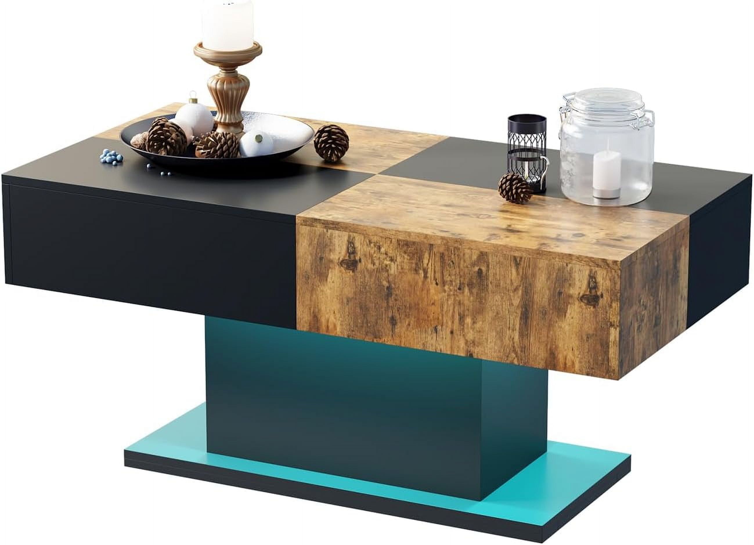Led Coffee Table for Living Room, Living Room Table Rectangular Center ...