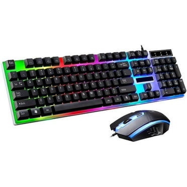 Rainbow Backlit Gaming Keyboard and Mouse Combo Set USB Keyboard RGB ...