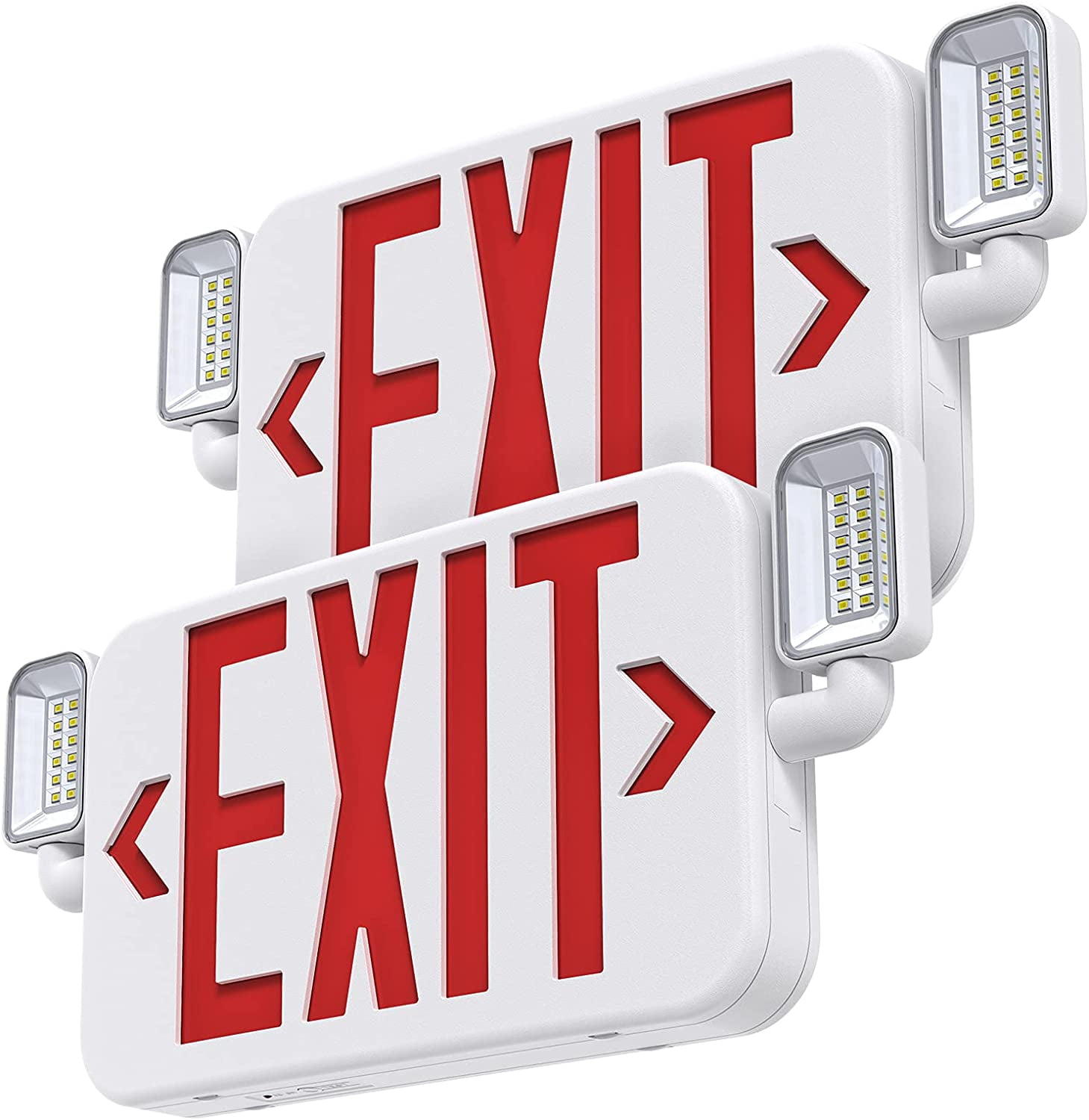 Led Combo Emergency Exit Sign Light with Two Adjustable Head Lights and ...