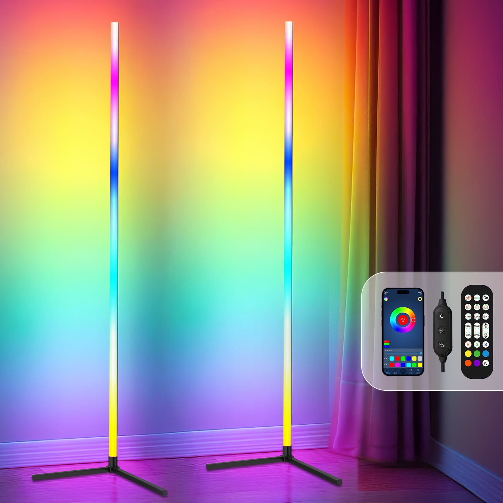 Led Corner Floor Lamp, Smart RGB Floor Lamp with APP&Remote,Mulit ...