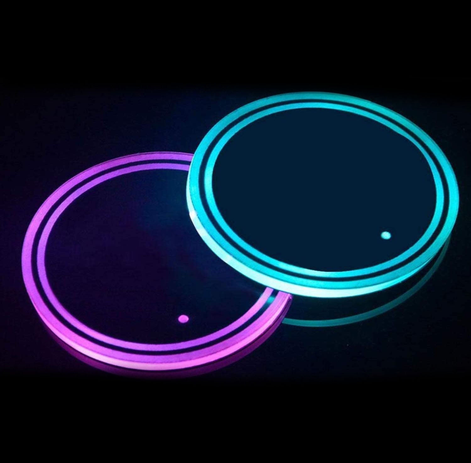 Led Cup Holder Lights, 2 Pieces Waterproof Coasters 7 Colors ...
