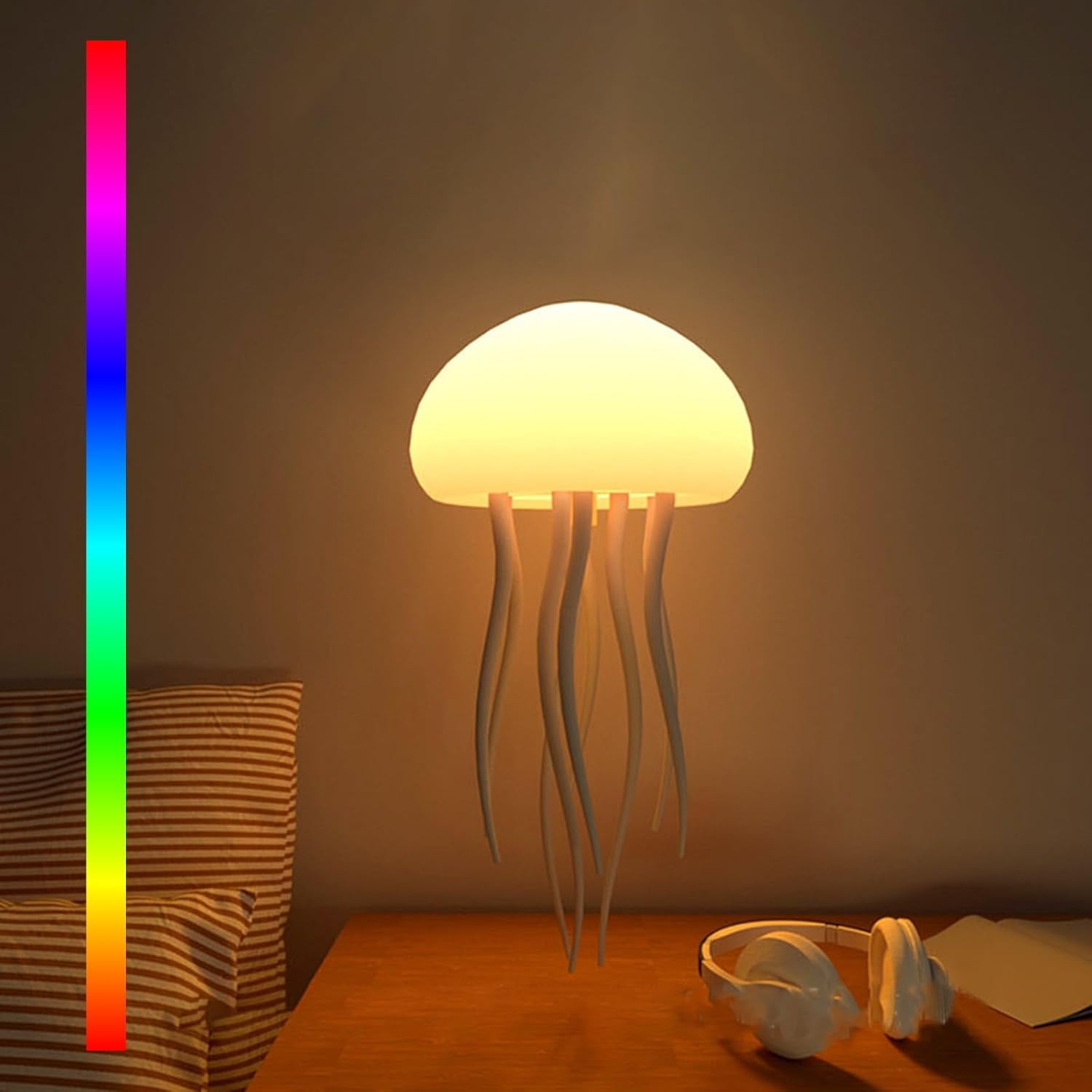 Led Cute Jellyfish Lamp Night Light, Voice Control RGB Gradient ...
