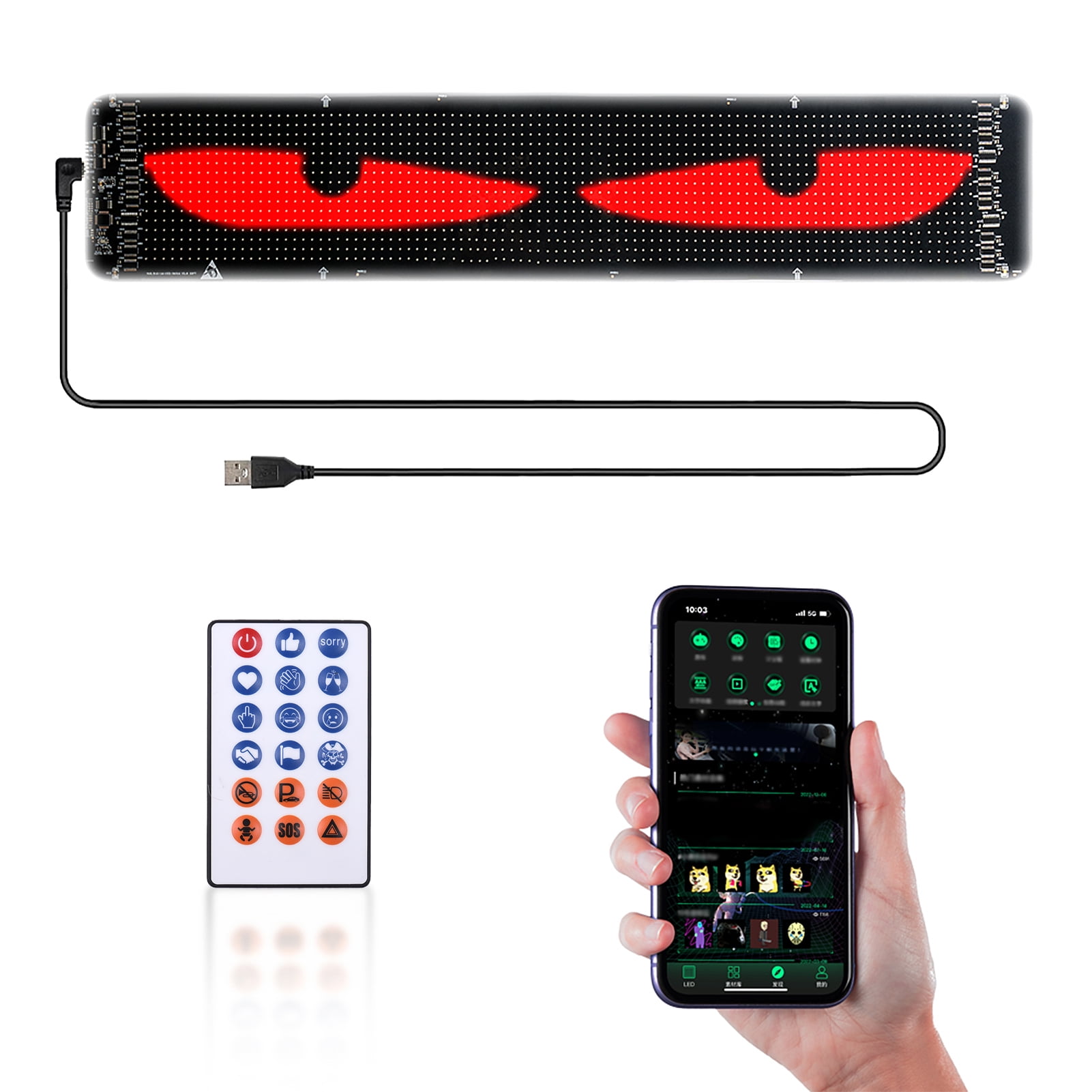 Led DIY Eyes Light For Windshield With Remote And APP Control BT ...