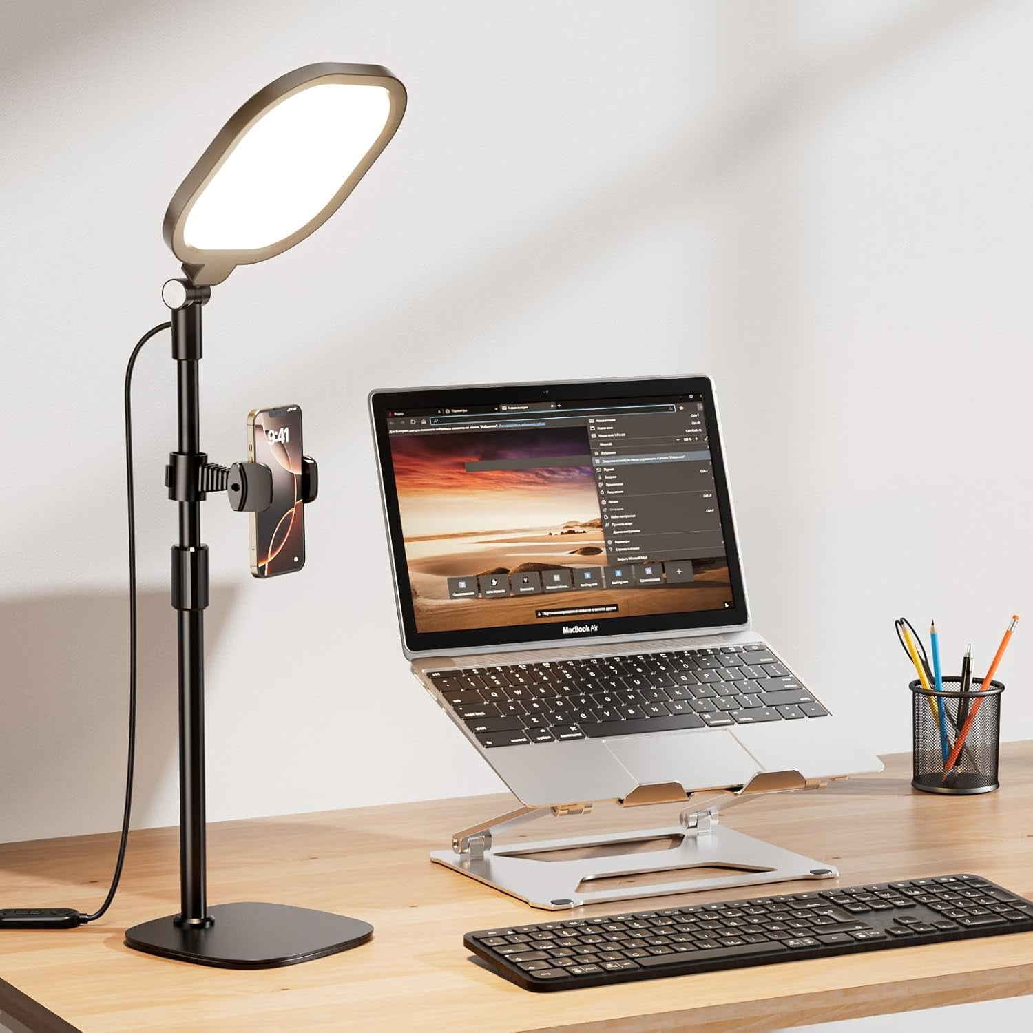 Led Desk Lamp for Home Office, 3000K-6500K Desk Ring Light with ...