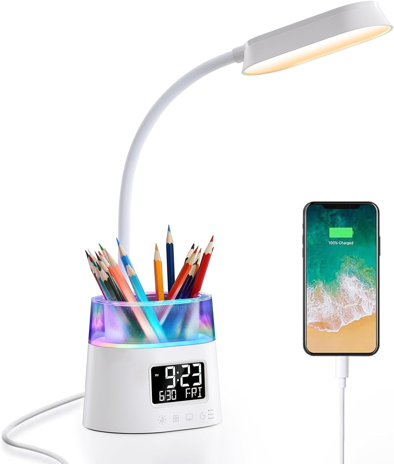 Led Desk Lamp with USB Charger: Office Lamps Table Light with Pen ...