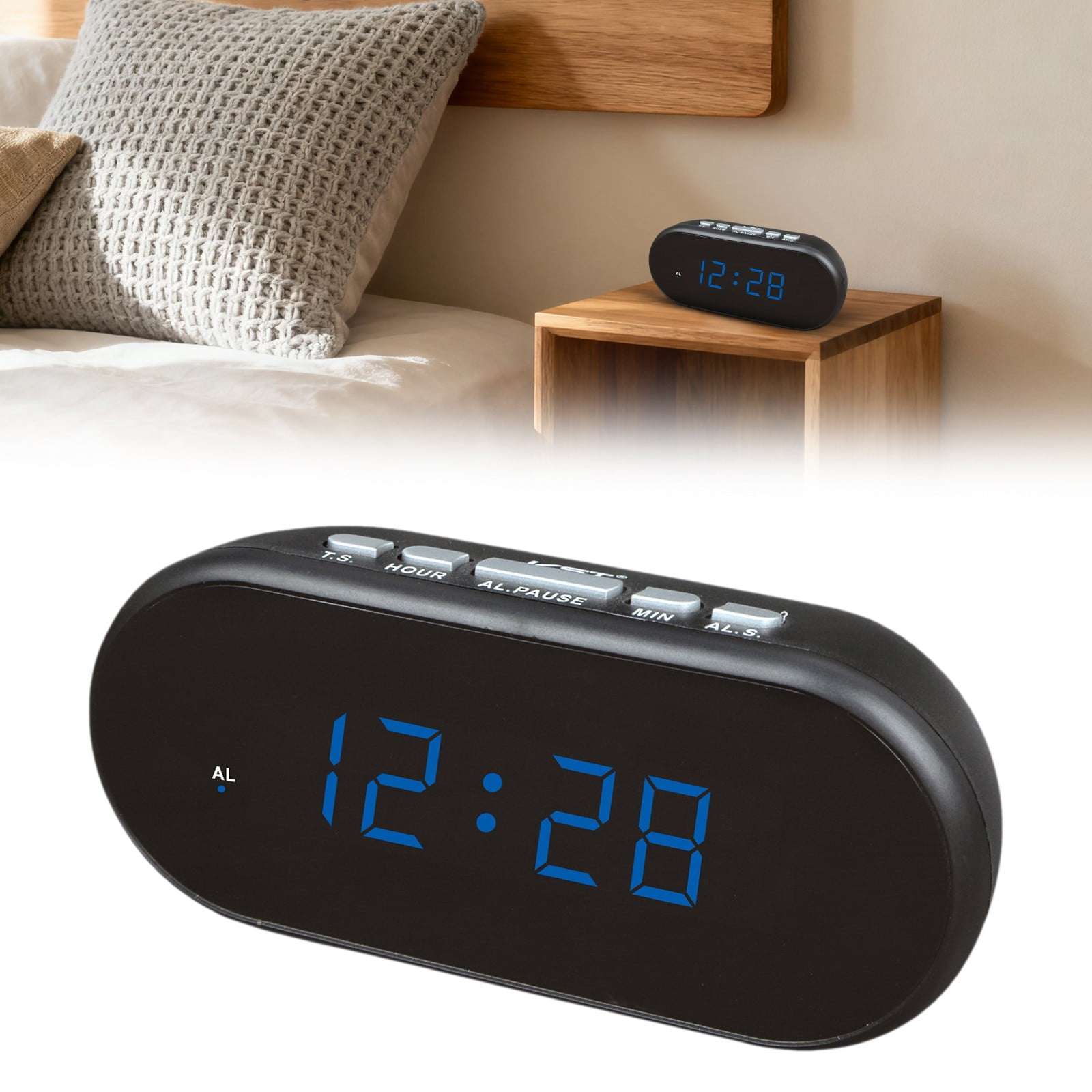 Led Digital Alarm Clock Plug In Desk Clock With Large Display Dimmer ...
