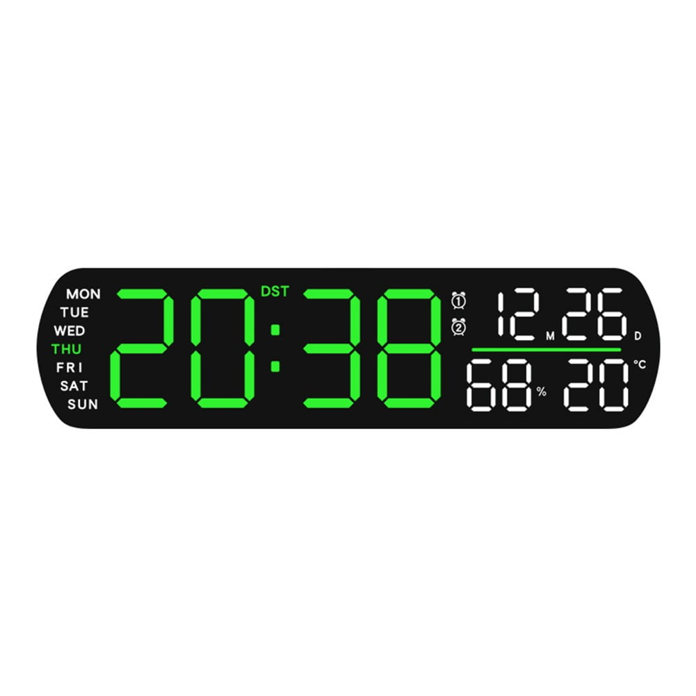 Led Digital Alarm Clock Temperature Humidity Date Brightness Adjustable ...