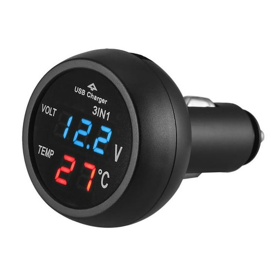 Led Digital Car Cigarettes Lighters Voltmeter Thermometerfor 12V/24V ...