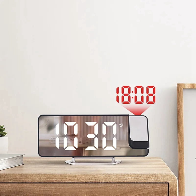 Led Digital Projection Clock Mirror 180°Rotation Large Screen Date Time ...