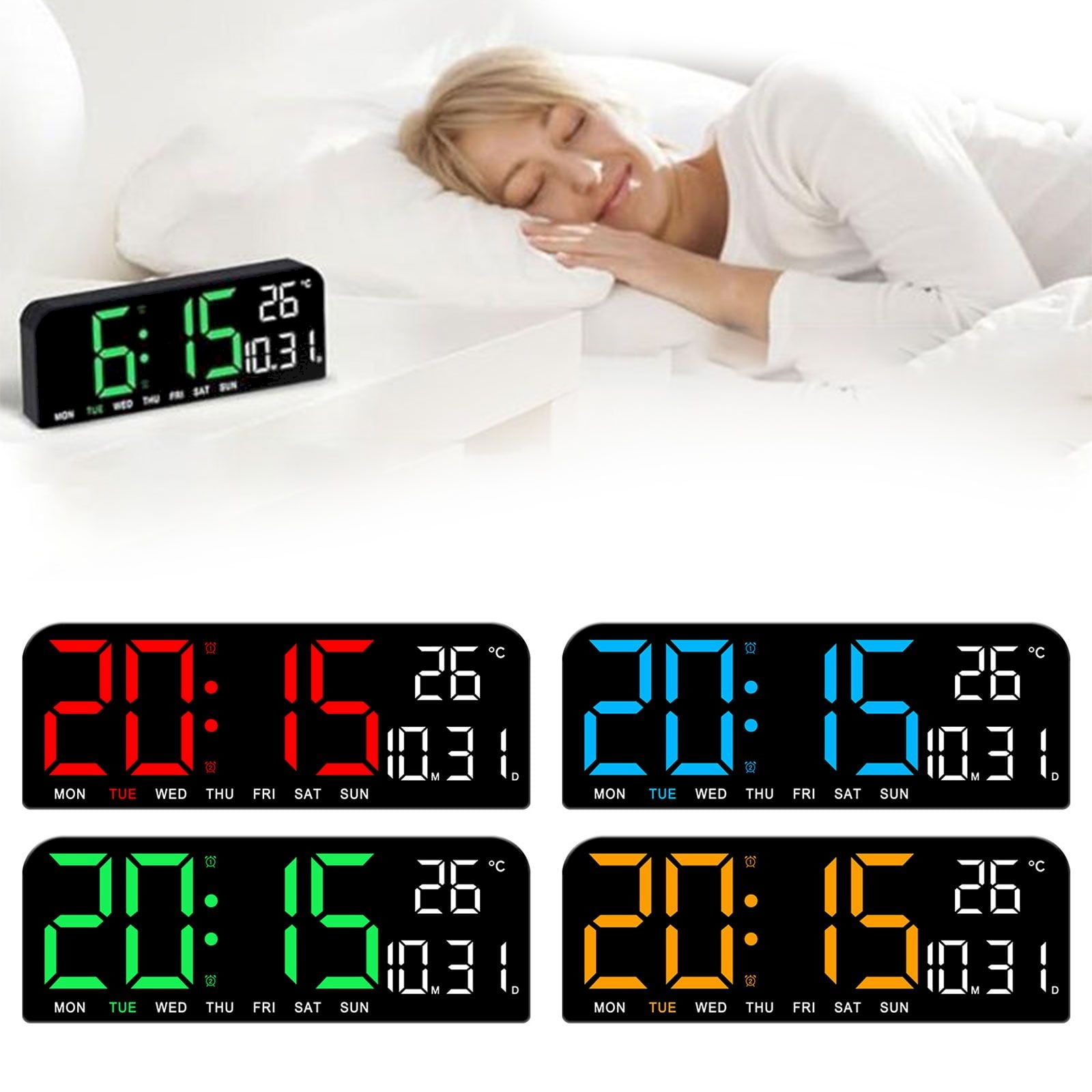 Led Digital Wall Clock Decorative, 10" Digital Alarm Clocks For ...