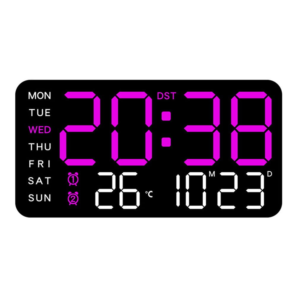 Led Digital Wall Clock Temperature Date Week Display Table Alarm Clocks ...