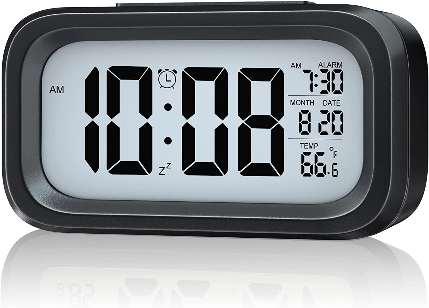 Led Display Digital Alarm Clock Battery Operated Smart Night Light Easy ...