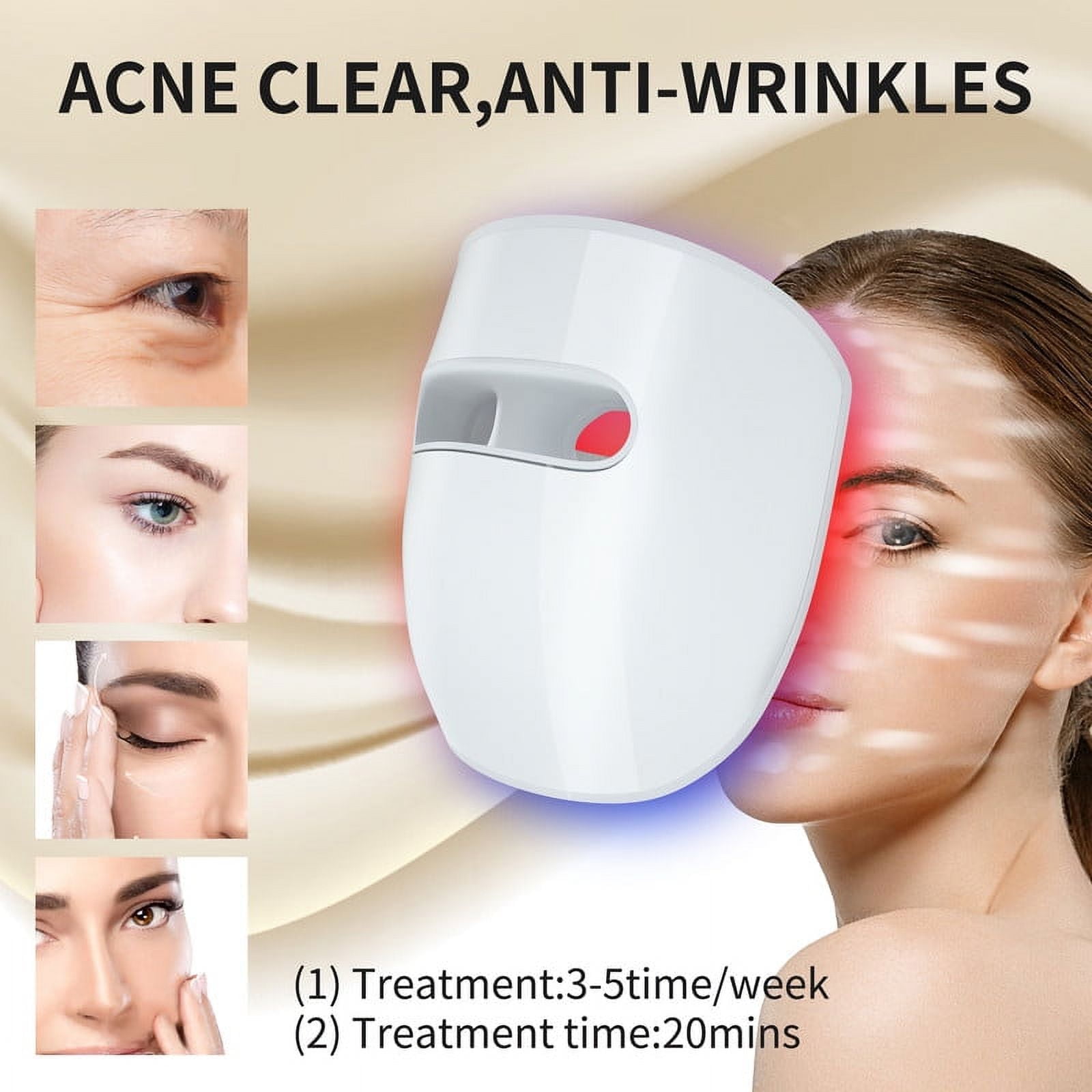 Led Face Mask, Red Light Mask for Face,Infrared, Red & Blue LED Face ...