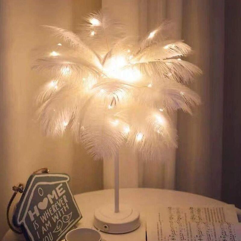 Led Feather Lamp With Remote Control - Elegant Bedside Table Lamp ...