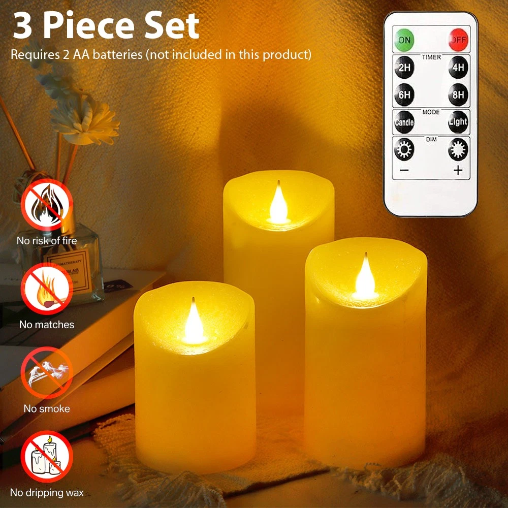 Led Flameless Candles Of 3 Set, Outdoor Waterproof Candle With Timers ...