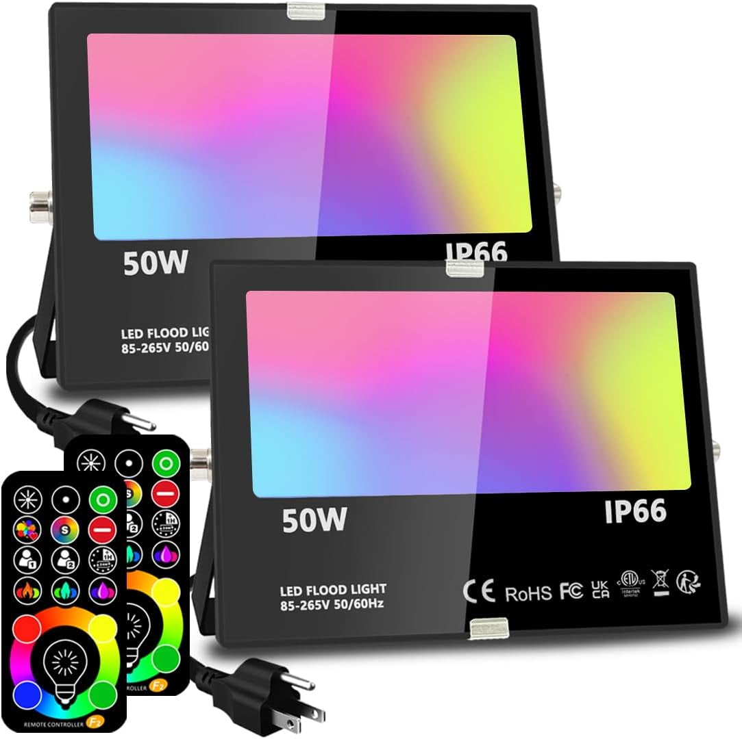 Led Flood Light 500W Equivalent, RGBW Led Outdoor Lights Colored ...