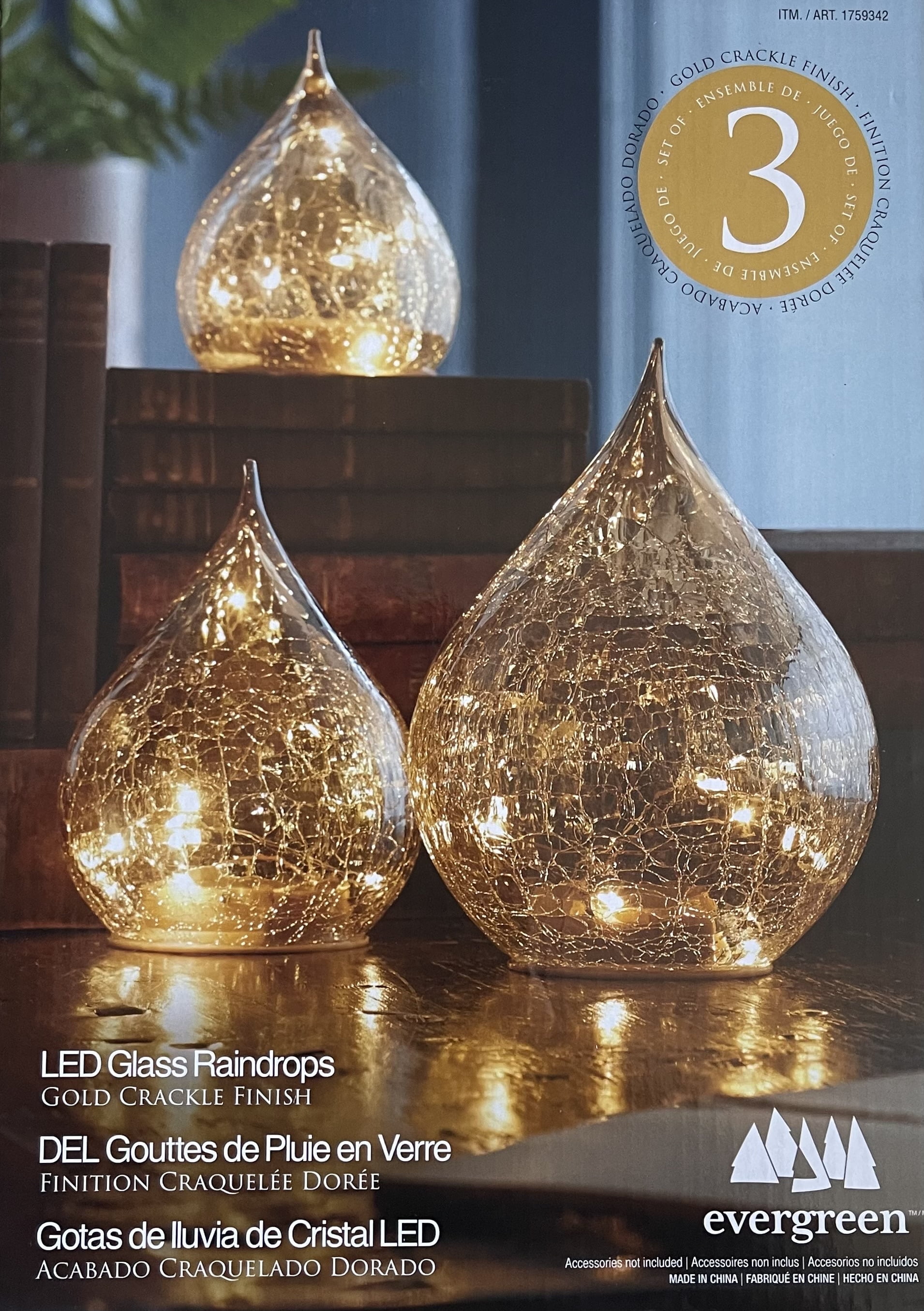 Led Glass Raindrops Gold Crackle Finish (Gold) - Walmart.com