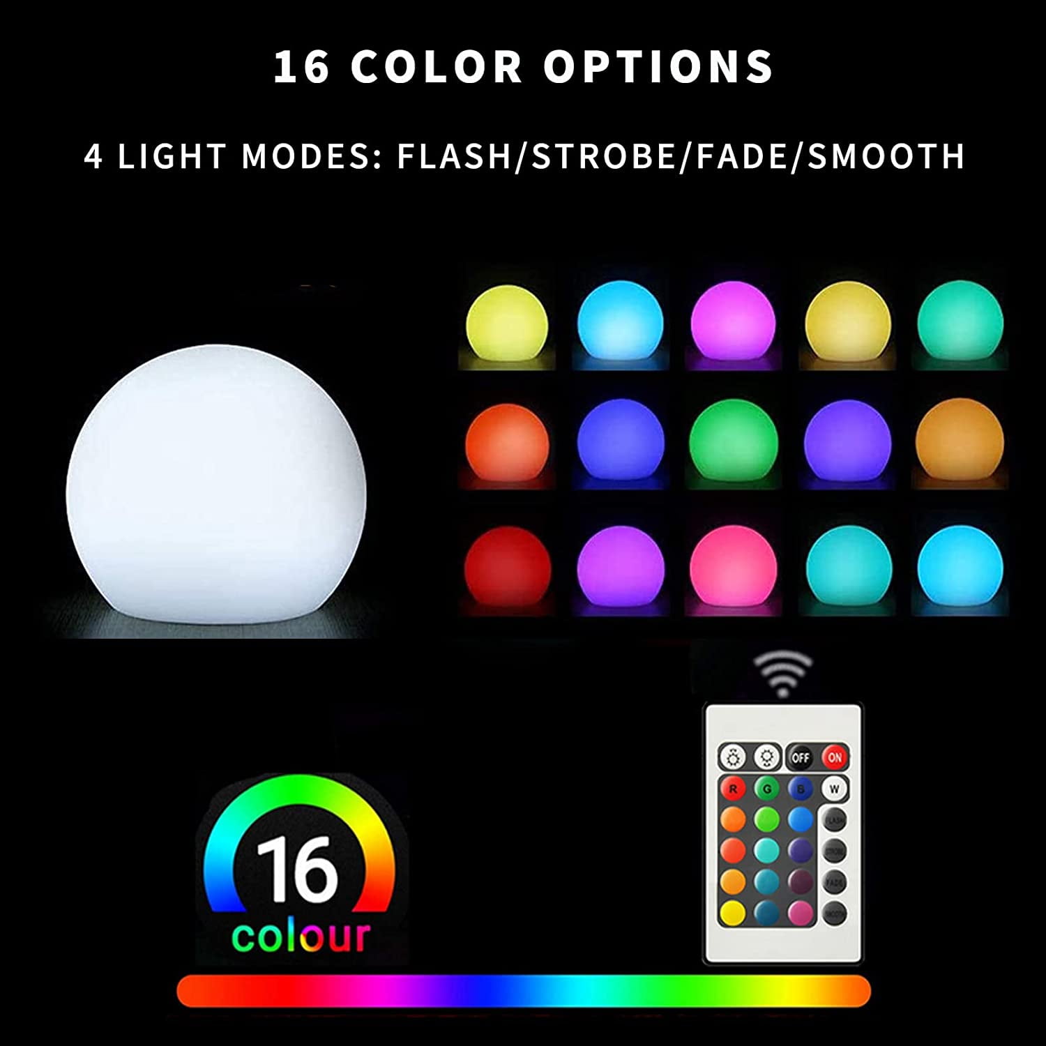 Led Glowing Ball Light, 10-Inch Cordless 16 Color Changing And 4 Light ...