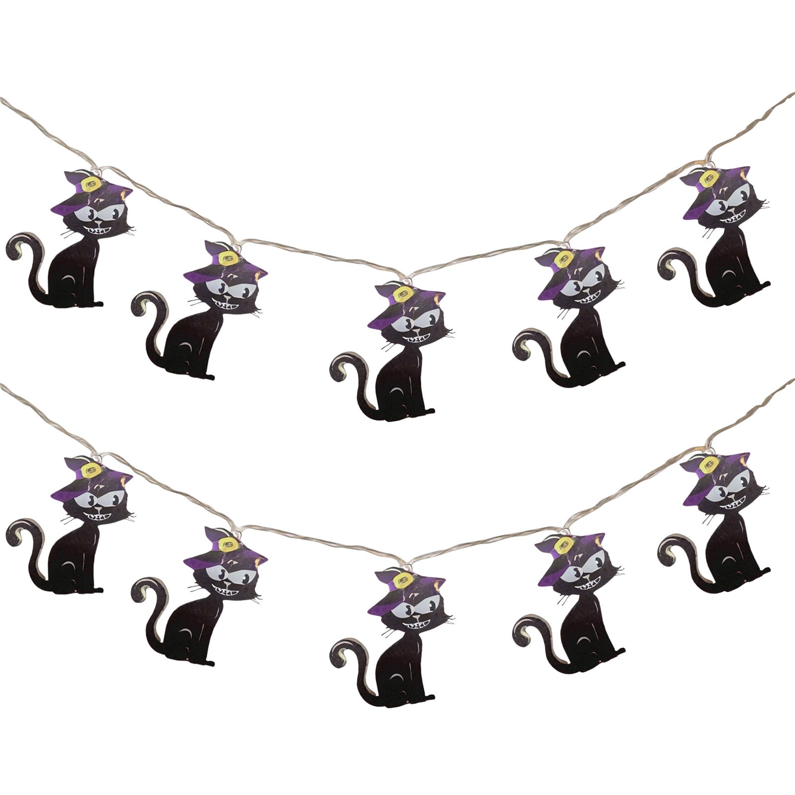 Led Halloween String Lights with Spooky Black Cat and Pumpkin Decor ...