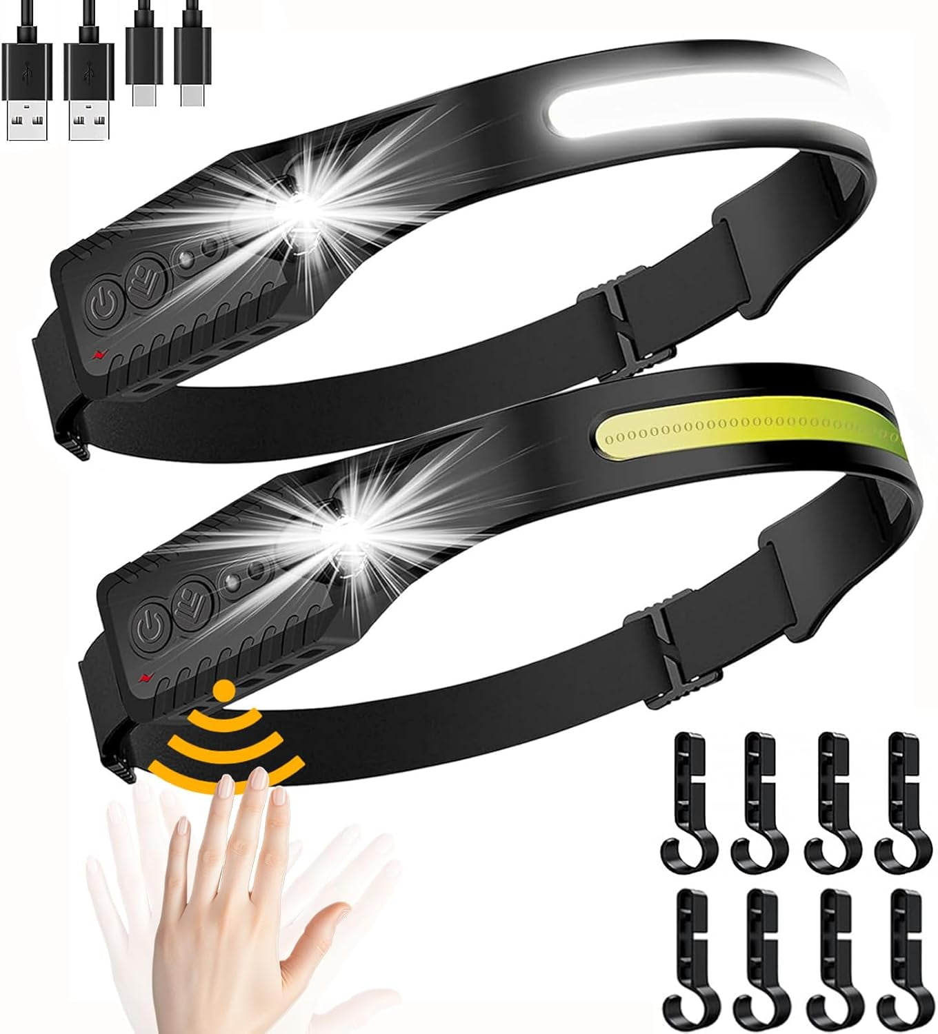 Led Headlamp Rechargeable, Headlight Headband Light Lumen with Red ...