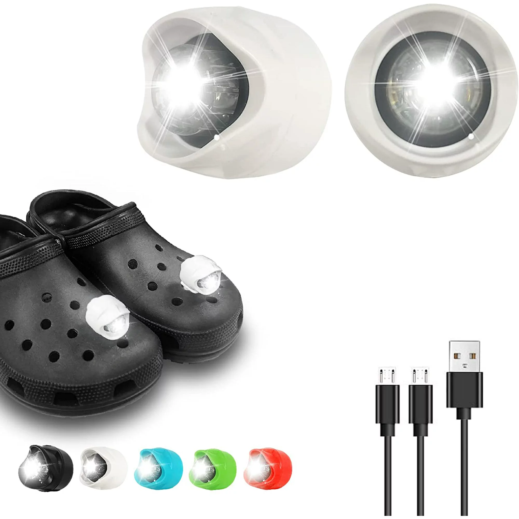 Led Headlight for Crocs Clogs - 2 Pcs Waterproof Rechargeable Lights ...