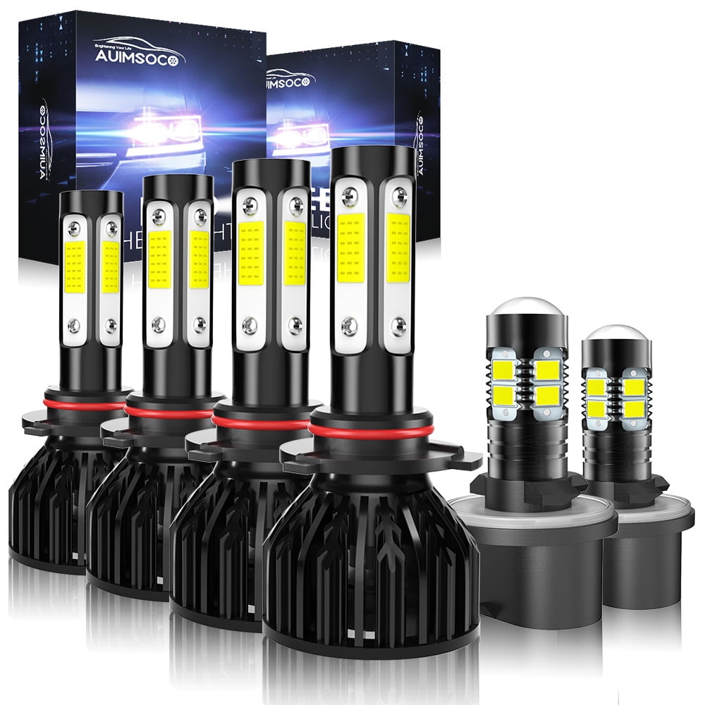 Led Headlight Hi-Lo Beam Fog Lights 6000k 6-Pack Bulbs 8000 Lumens ...