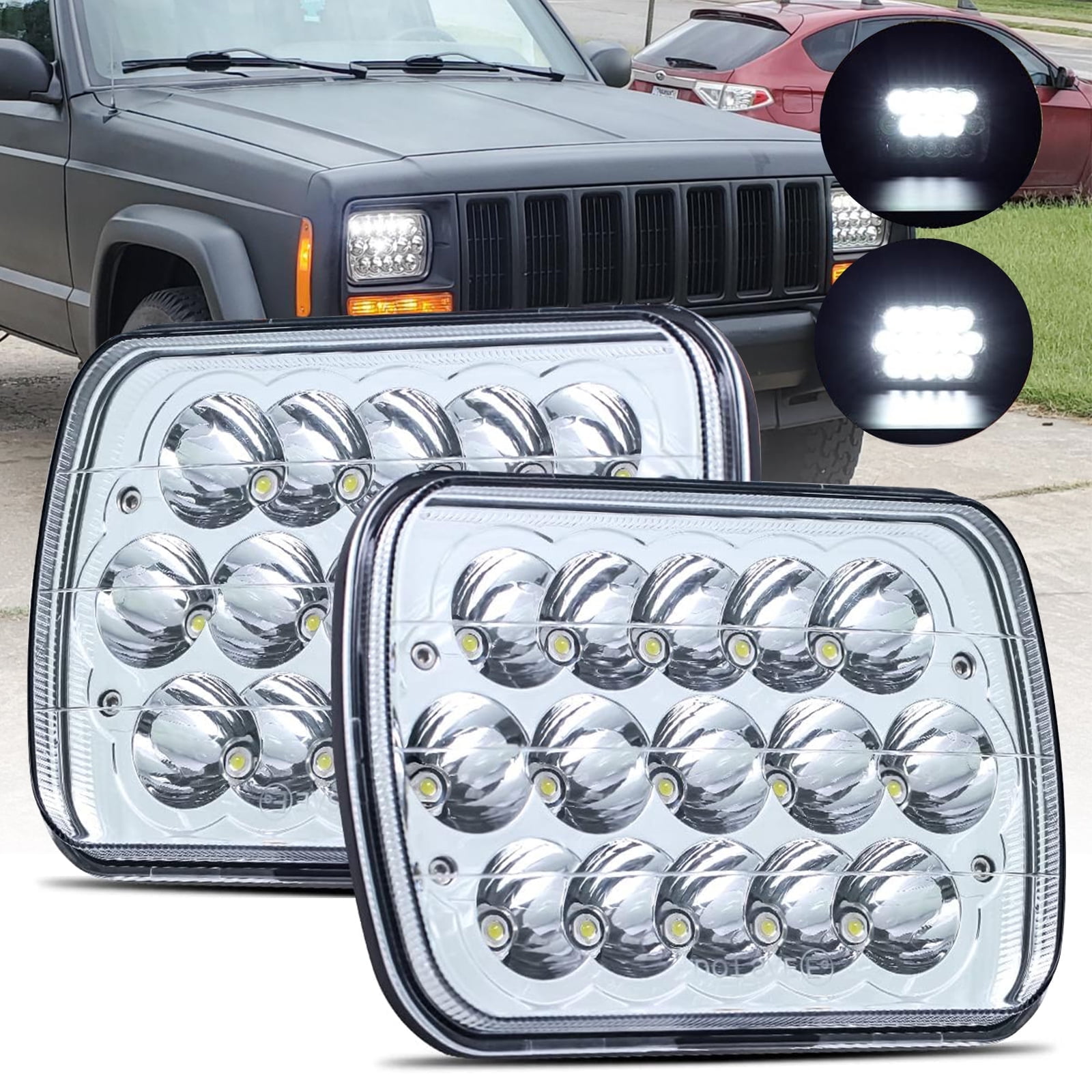 Led Headlights 5x7 7x6 Projector Sealed Beam with DRL Compatible with ...