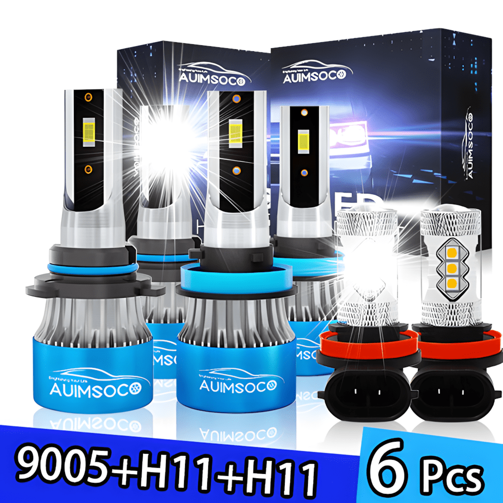 Led Headlights 9005 H11 H11 High Low+Fog Lights 6-Pack Combo 6000k Kits ...