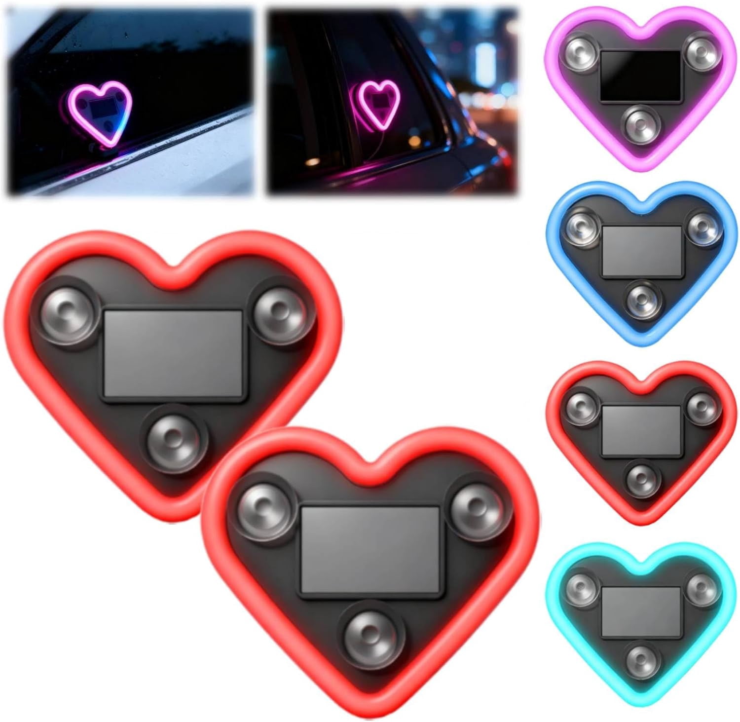 Led Heart Light for Car, Solar Powered Wireless LED Triangle Heart ...