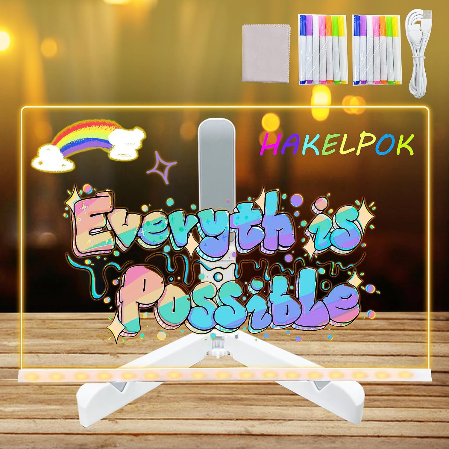 Led Illuminated Drawing Board, Light Up Dry Erase Board with Adjustable ...