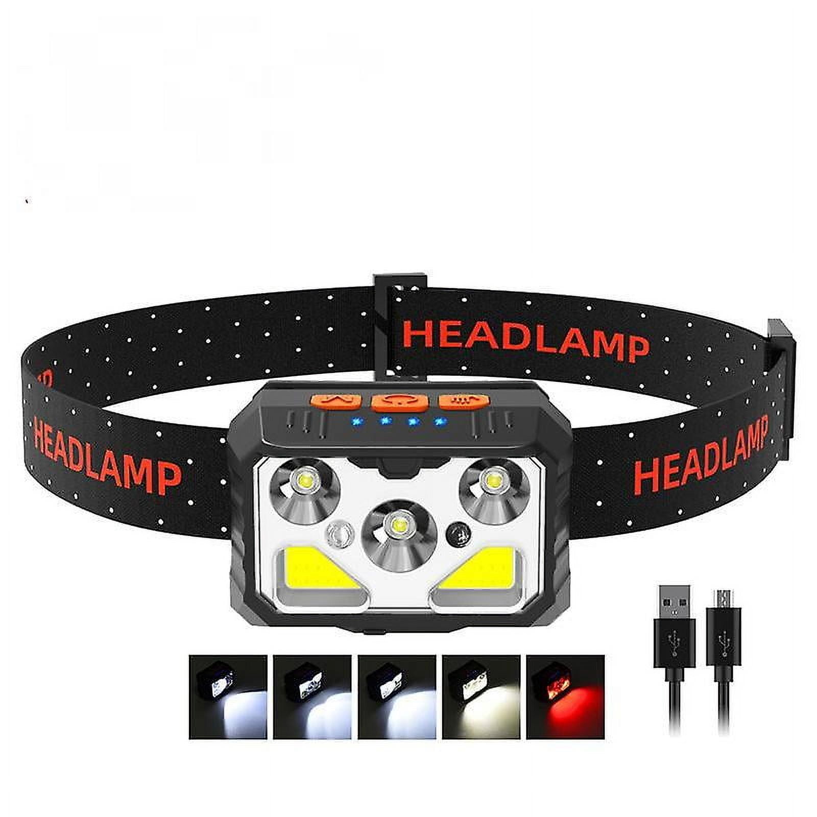 Led Intelligent Sensor Headlight Built-In Rechargeable Cob Outdoor ...