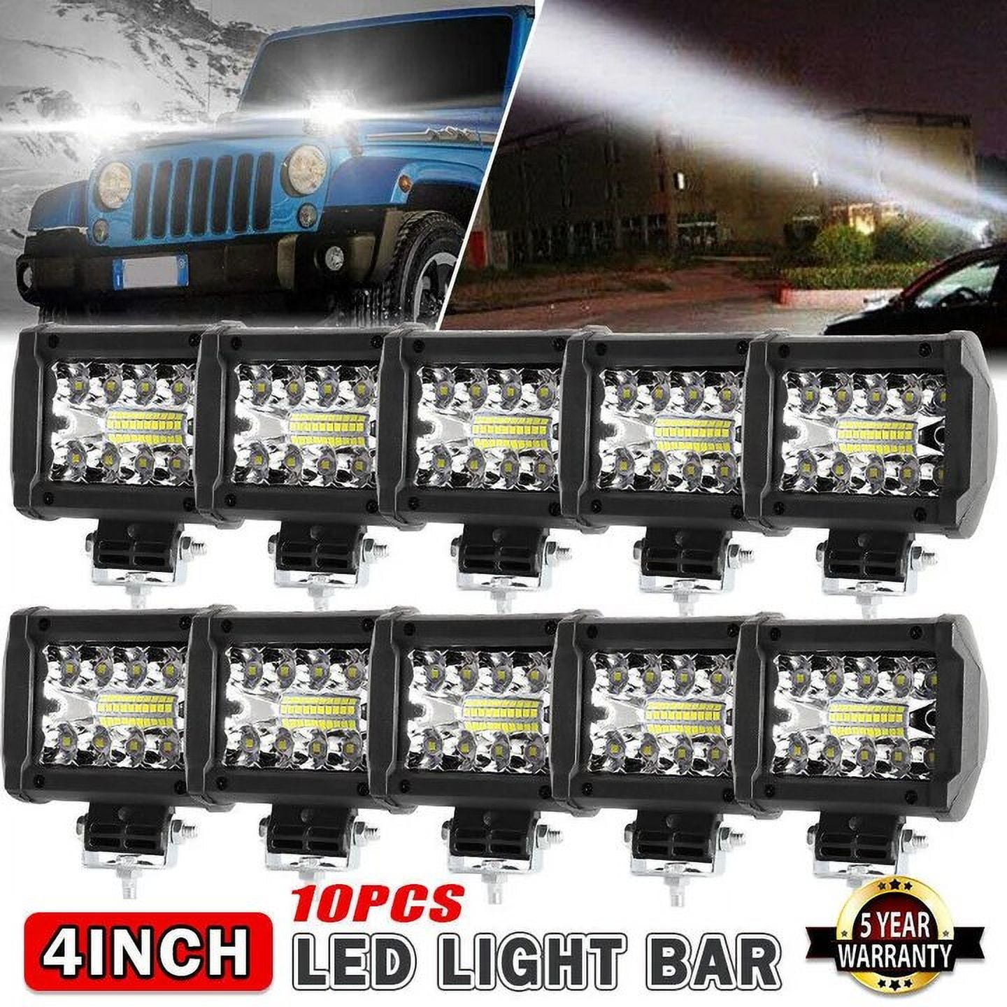 Led Light Bar 4 Inch Triple Row 1200W Super Bright Flood Pod ...