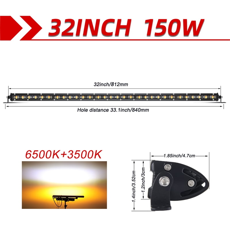 Led Light Bar Offroad Strobe White Double Color Spot Flood Combo Led ...