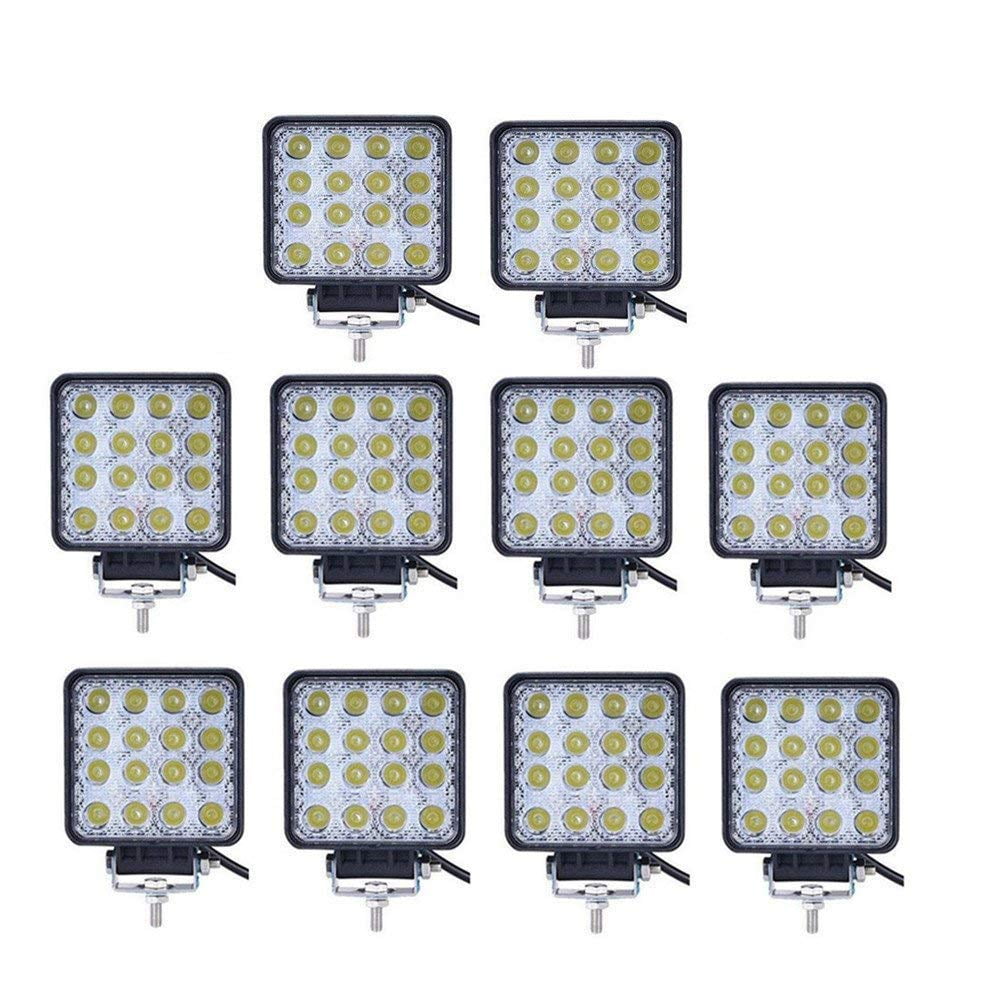 Led Light Bar, Turboo DHF10 10PCS 4inch 48W Led Work Light Square Spot ...