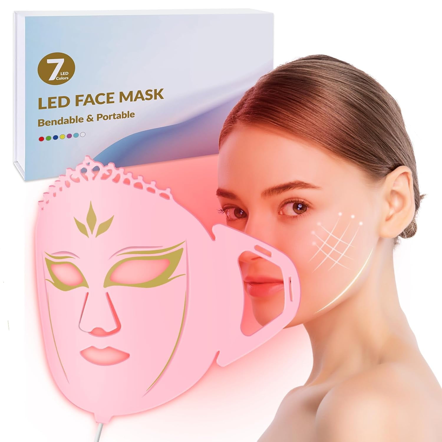 Led Light Mask for Face, Red Light Therapy for Face, 7 Colors Led ...