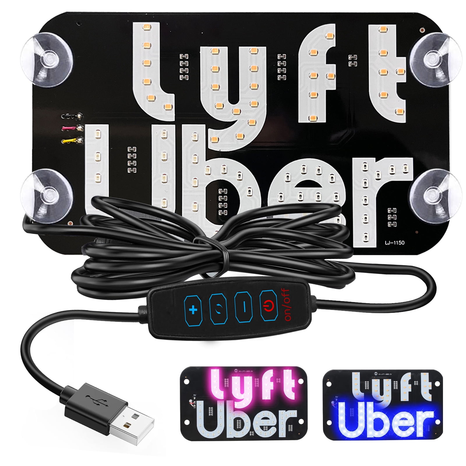 YASDATUN, LED Light Signs for Car Windshield, 9 inches, Pink Blue ...