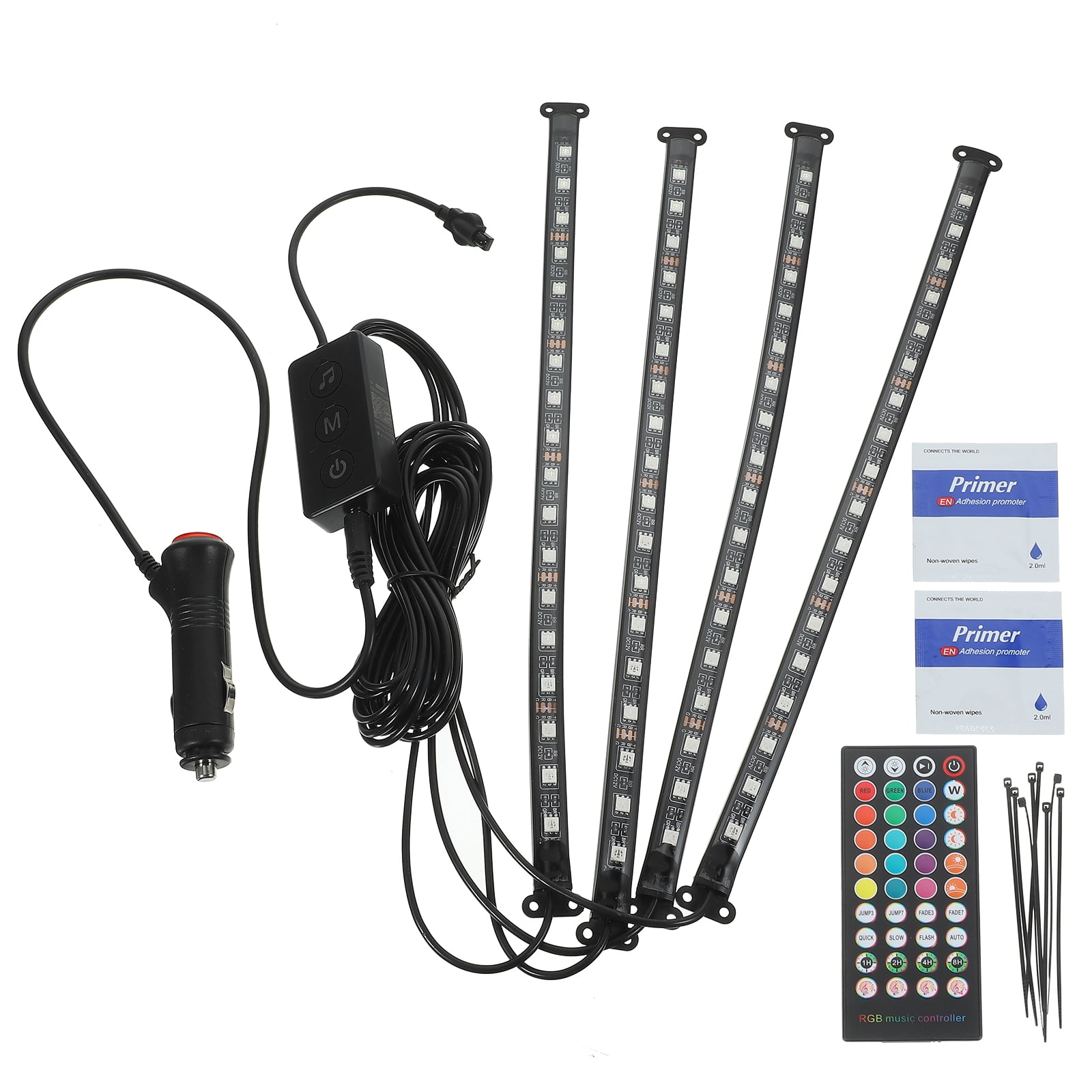 Led Light Strip Car Interior Light Remote Control Under Dashboard ...