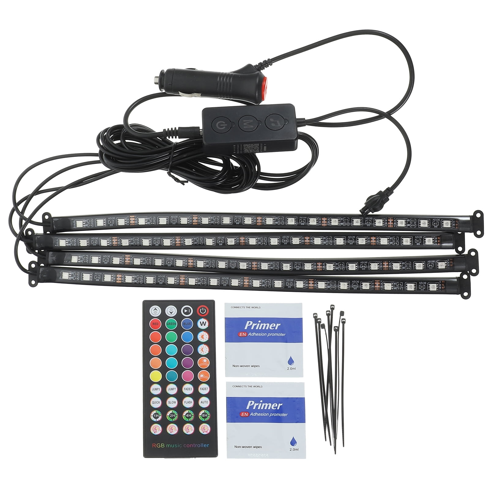 Led Light Strip Car Interior Light Remote Control Under Dashboard ...