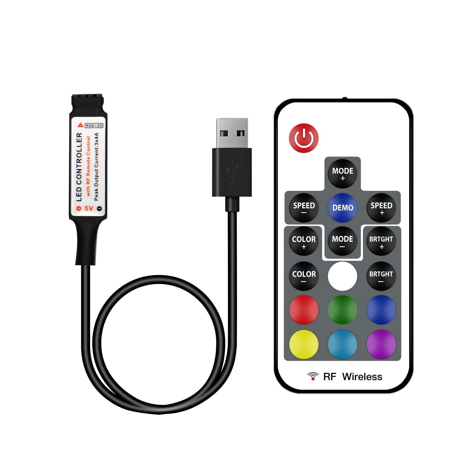 Led Lights 2 Ports 44 Key Remote Control, Dimmer for Strip, 4 Pin ...