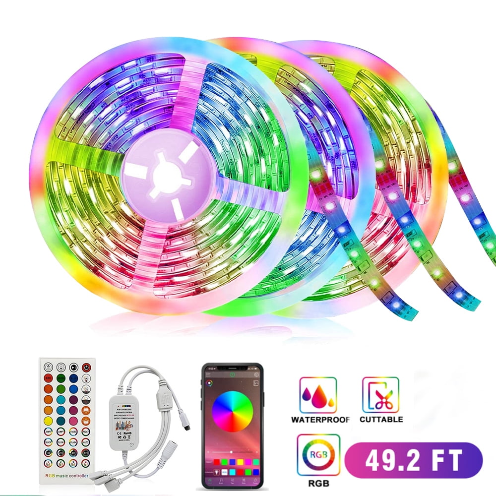 Led Lights,49.2ft Color Changing Led Lights Strip App Control and ...