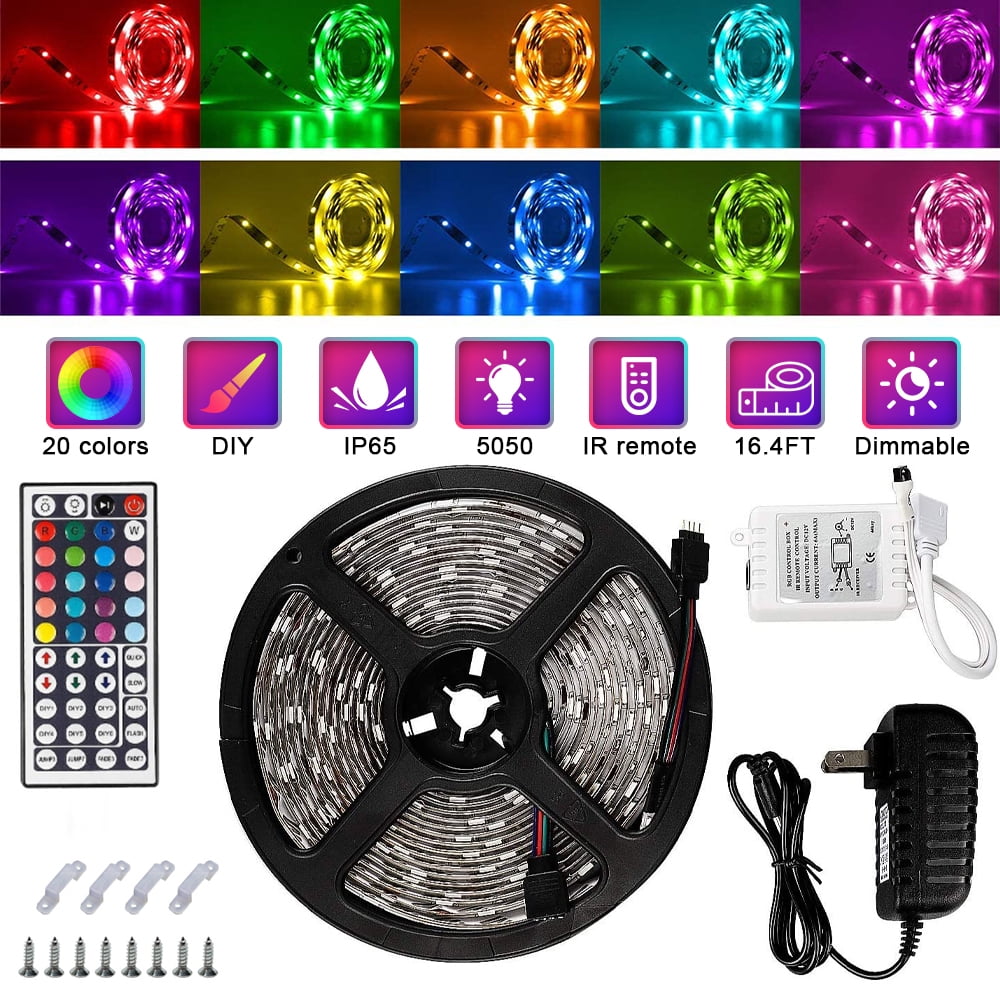 Led Lights for Bedroom,16.4ft RGB 5050 Led Strip Lights , Dimmable ...