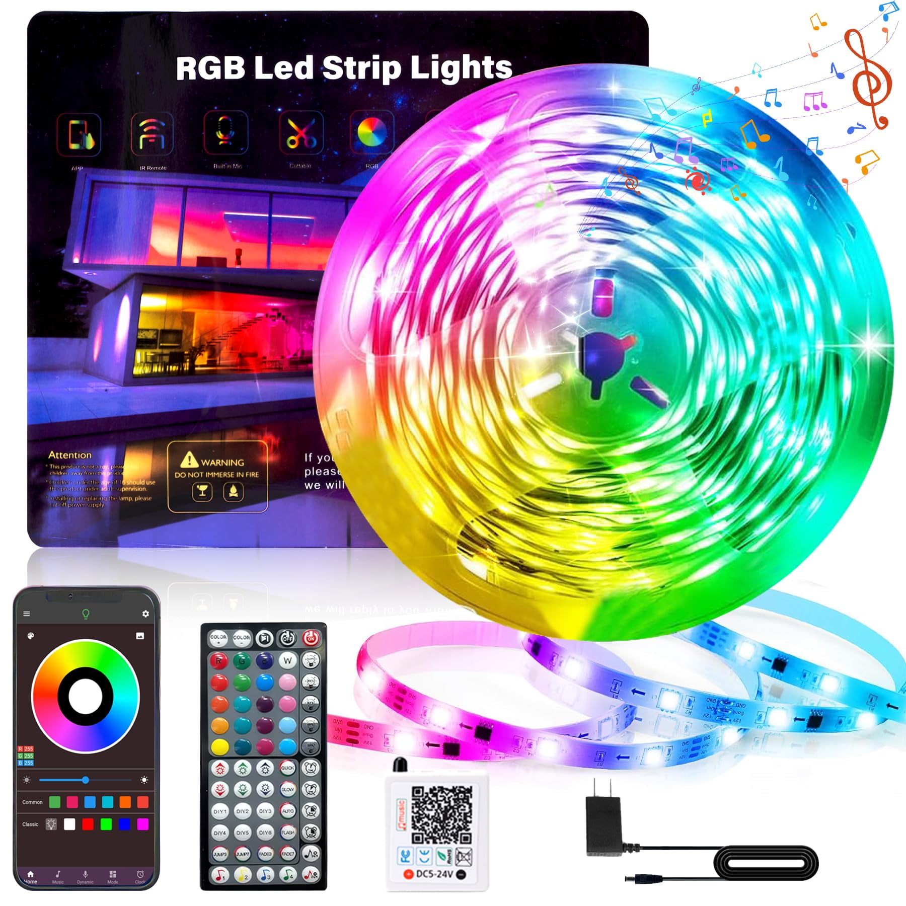 Led Lights for Bedroom 50FT 450Leds Color Changing RGB Led Strip Lights ...