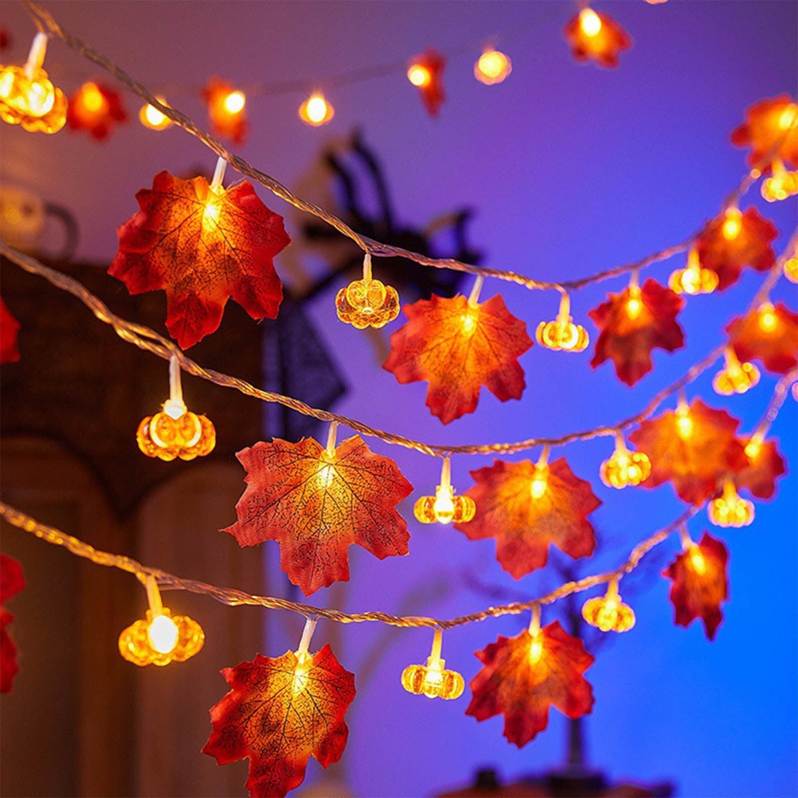 Led Lights for Classroom,Maple Leaf Pumpkin Lantern String Halloween ...