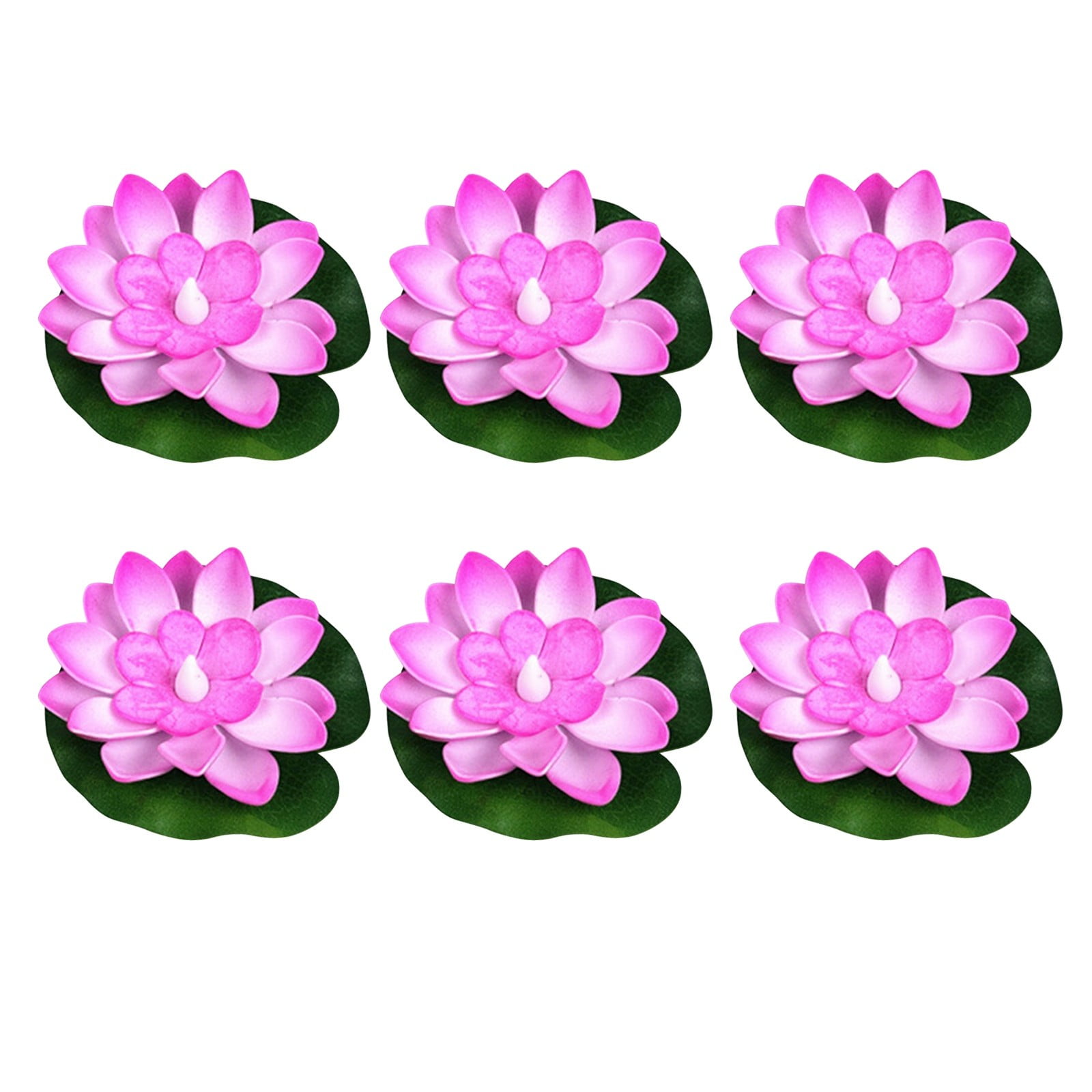 Led Lights Set of 6 Artificial Floating Lotus Flowers for Pond Decor ...