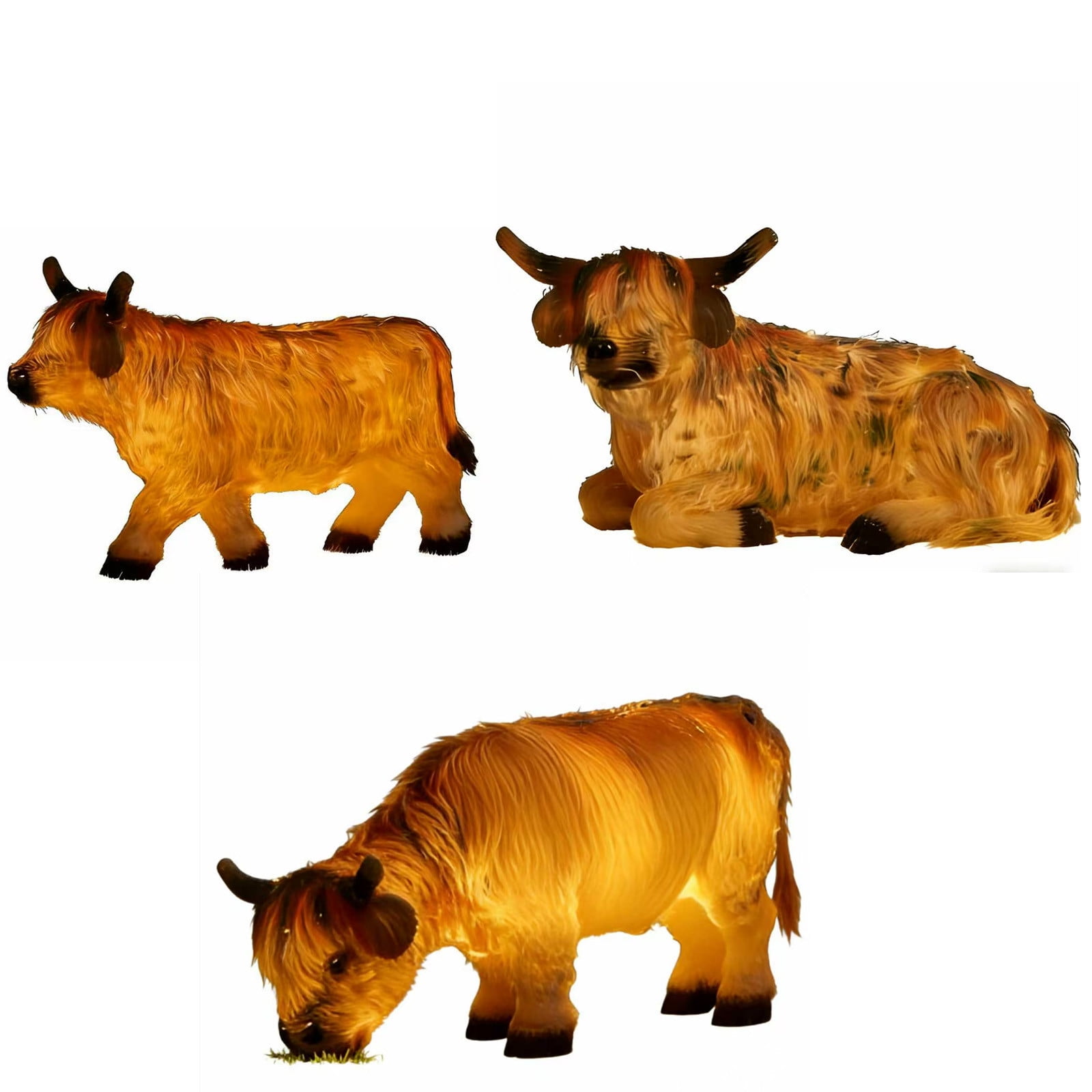 Led Lights, Shining Resin Highland Cow Gifts - Glowing Cow Figurine for ...