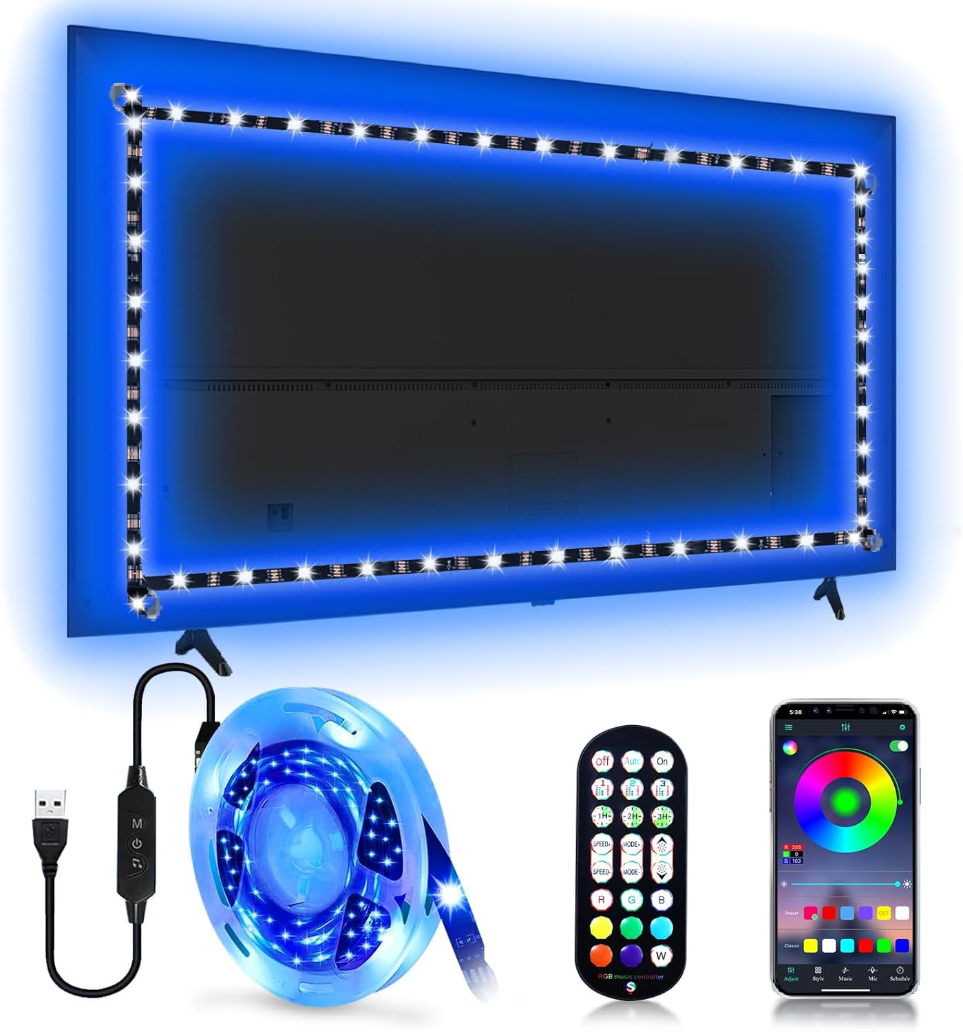 Led Lights for TV Led Backlight, 13.1ft TV Led Light Strip for tv ...